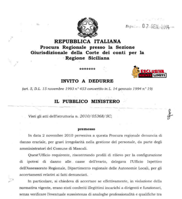 La nota della Corte dei Conti sui danni erariali di Mascali - DOCUMENTO La nota della Corte dei Conti sui danni erariali di Mascali - DOCUMENTO